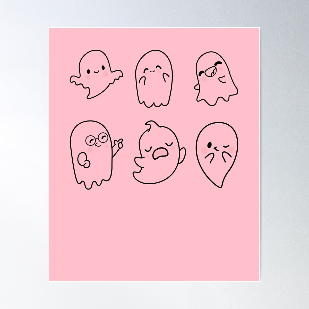 Modroom Pink Cute Ghosts Costume Party Pink Poster, Modern Decor, 16x24 ...