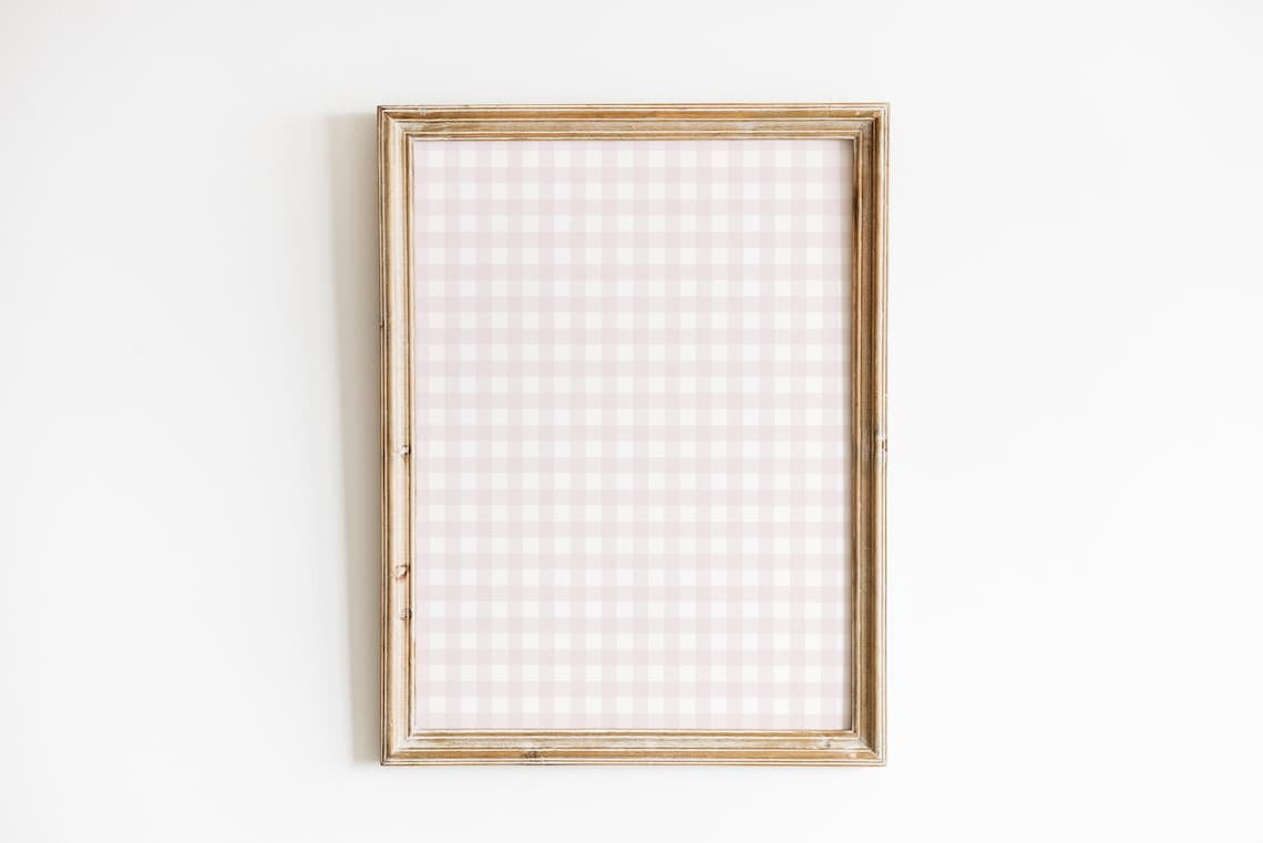 Modroom Pink Gingham Gallery Nursery Poster Checkered Wall Art Poster ...