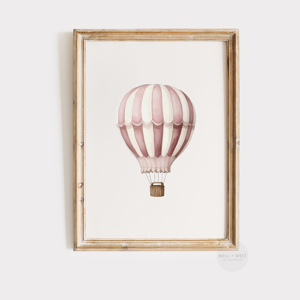 Modroom Pink Hot Air Balloon Poster, Nursery, Pastel Pink Girls Room ...