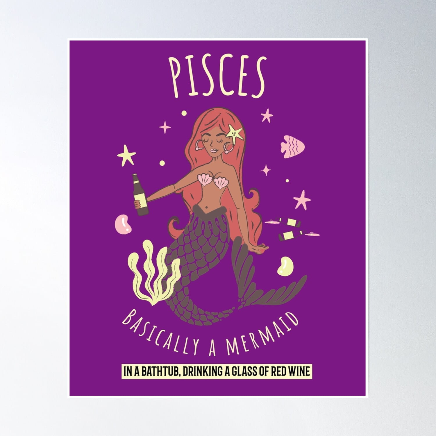 Modroom Pisces Zodiac Sign Poster Wall Art, Modern Wall Decor, 8x12 ...