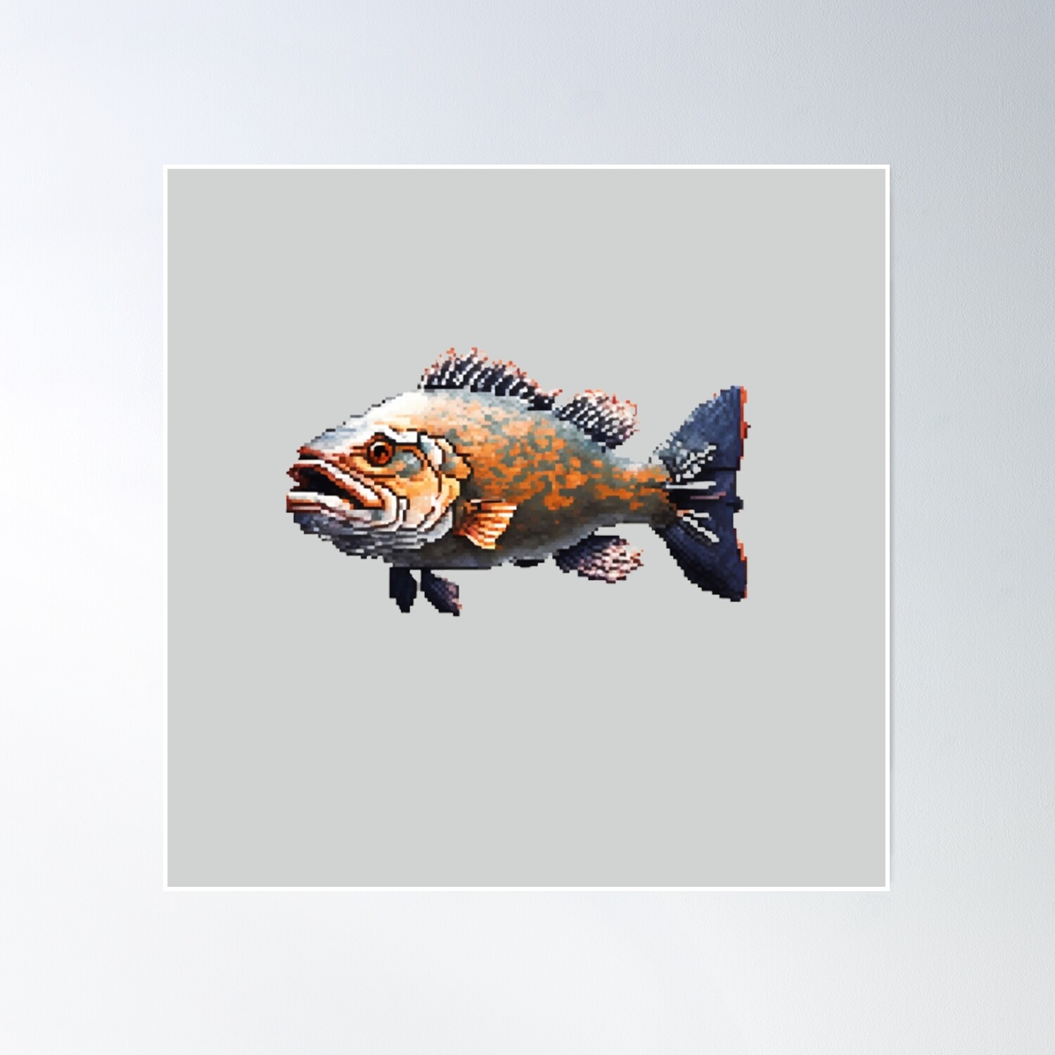 Modroom Pixel Goliath Grouper Design Print Poster Wall Art, Modern Wall ...