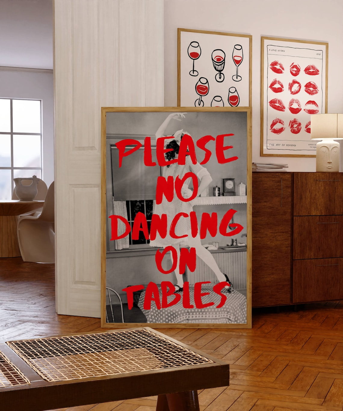 Modroom Please No Dancing On Tables Poster, Retro Bar Cart Wall Art ...