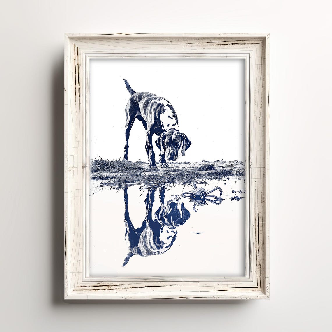 Modroom Pointer Dog Spots Crab, Happy Sea Dog Art, Southern Decor ...