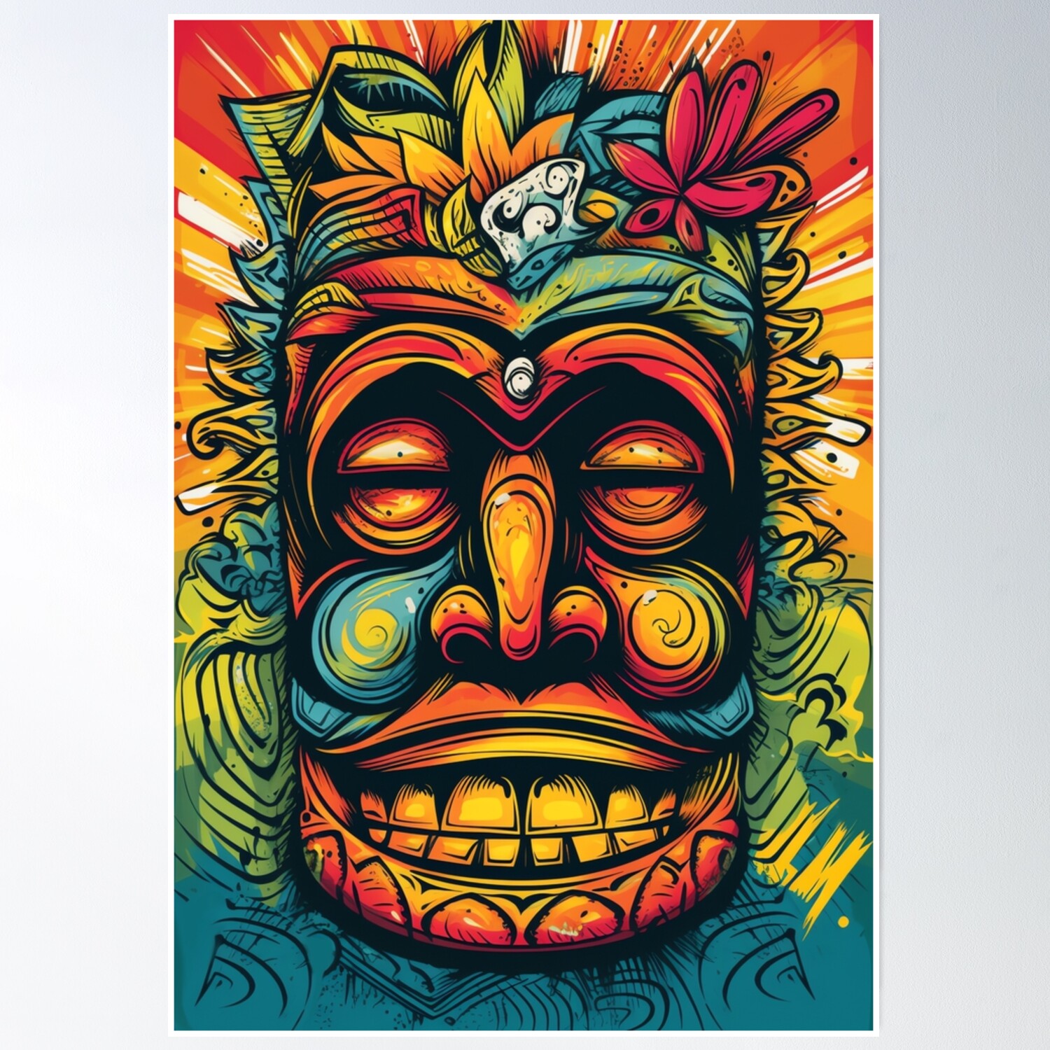 Modroom Polynesian Mask - Tropical Tiki And Island Traditions Poster ...