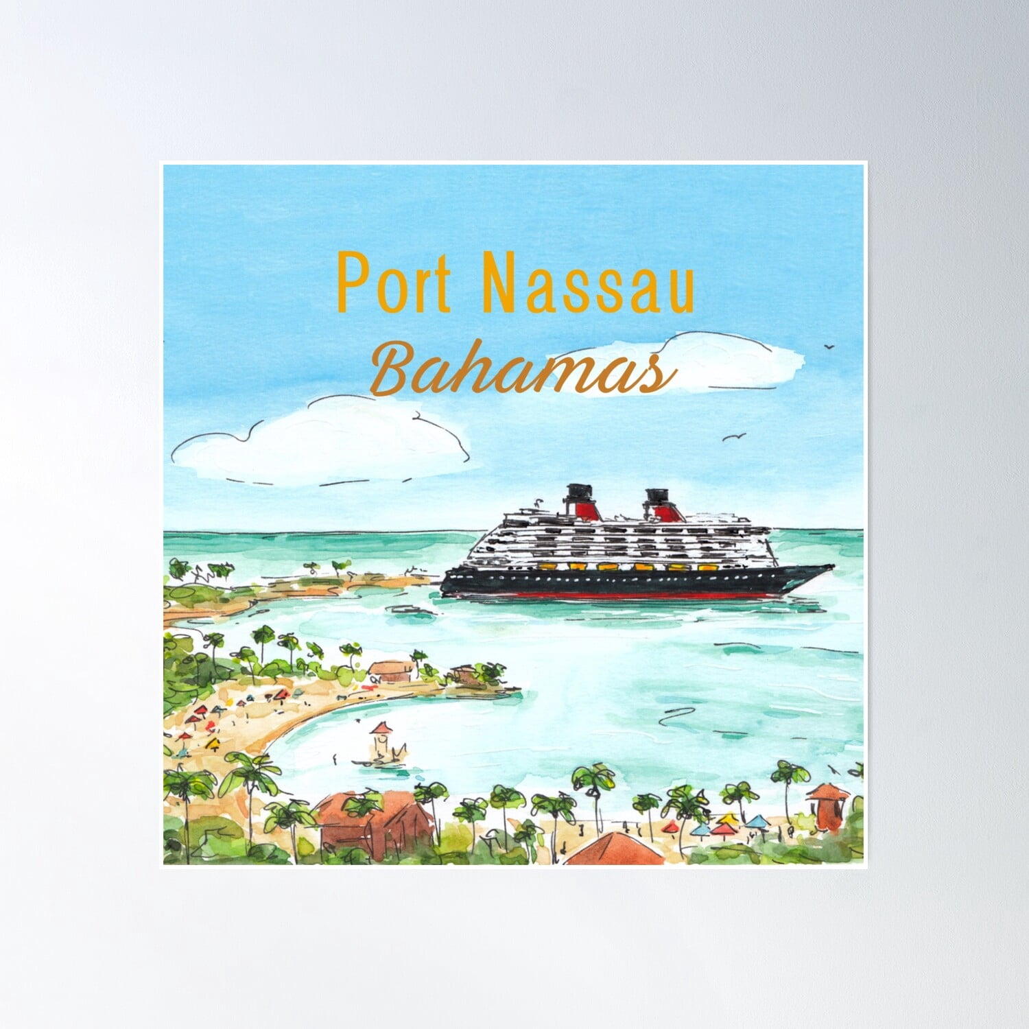 Modroom Port Nassau Bahamas, Caribbean Cruise Poster Wall Art, Modern ...