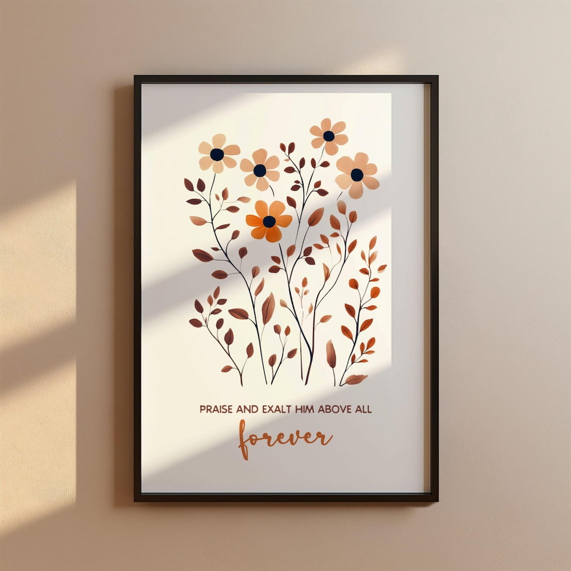 Modroom Praise Him Print, Christian Wall Art, Bible Verse Flowers ...