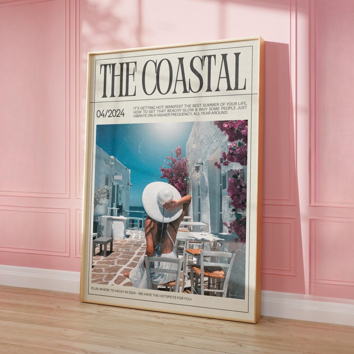 Modroom Preppy Coastal Wall Art Trendy Magazine Cover Vintage Newspaper ...
