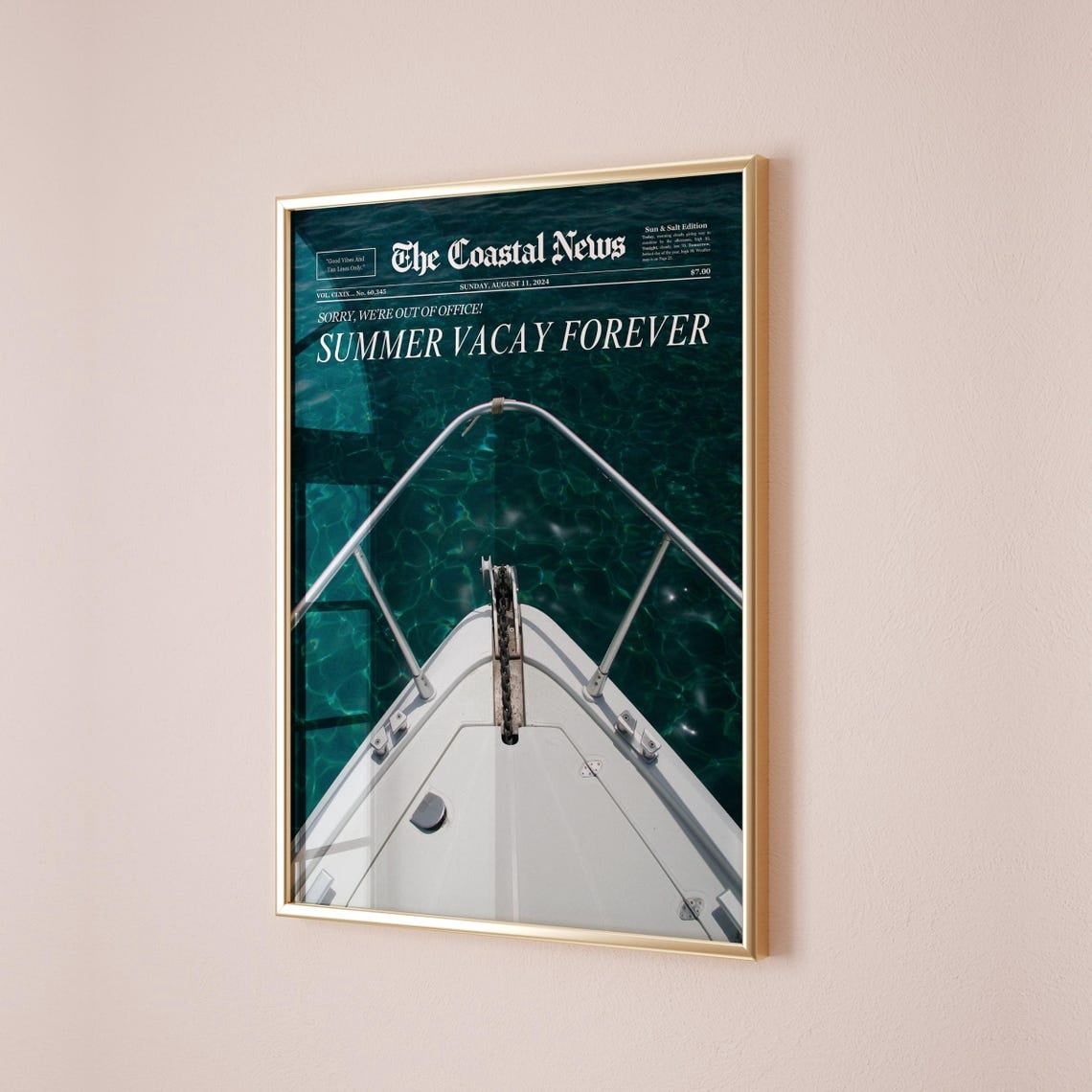 Modroom Preppy Coastal Wall Art Yacht Poster Trendy Newspaper Print ...