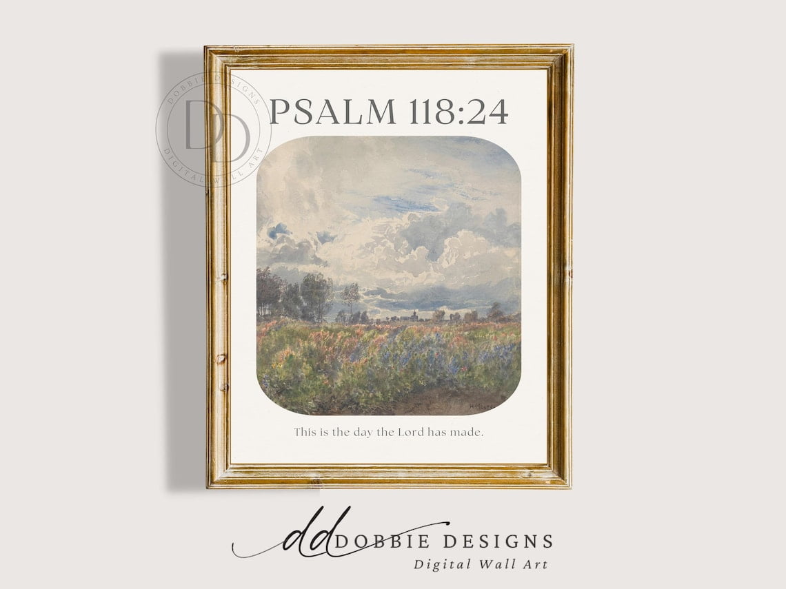 Modroom Psalm 118:24 Bible Verse Wall Art Vintage Christian Landscape ...
