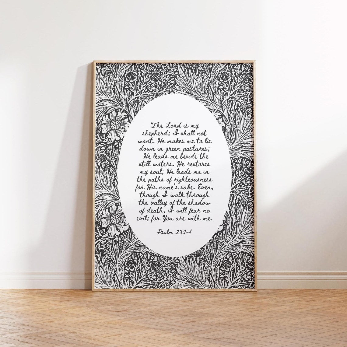 Modroom Psalm 23 Modern Scripture Print Black And White Biblical Home ...