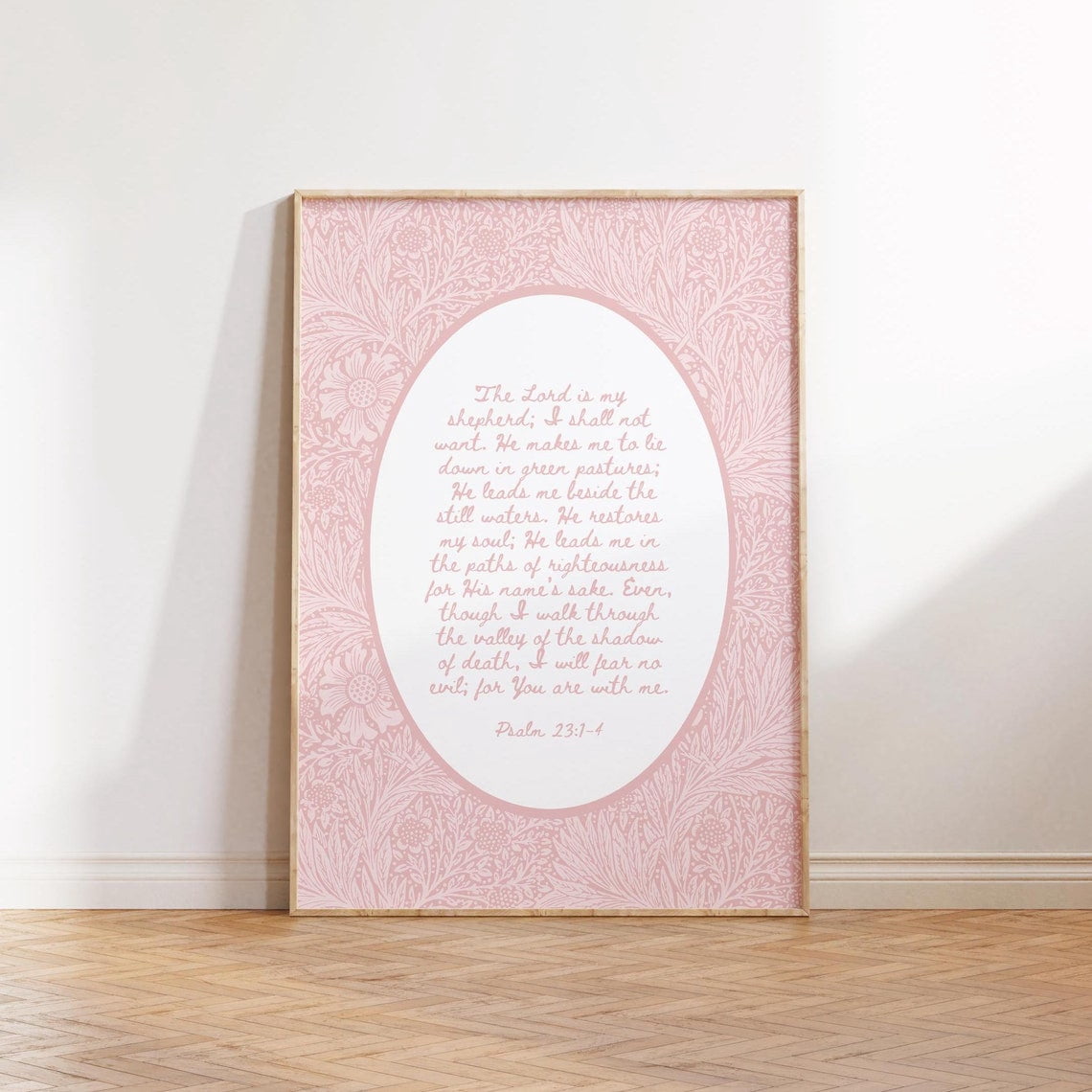 Modroom Psalm 23 Pink Bible Verse Print Modern Christian Girls Room ...