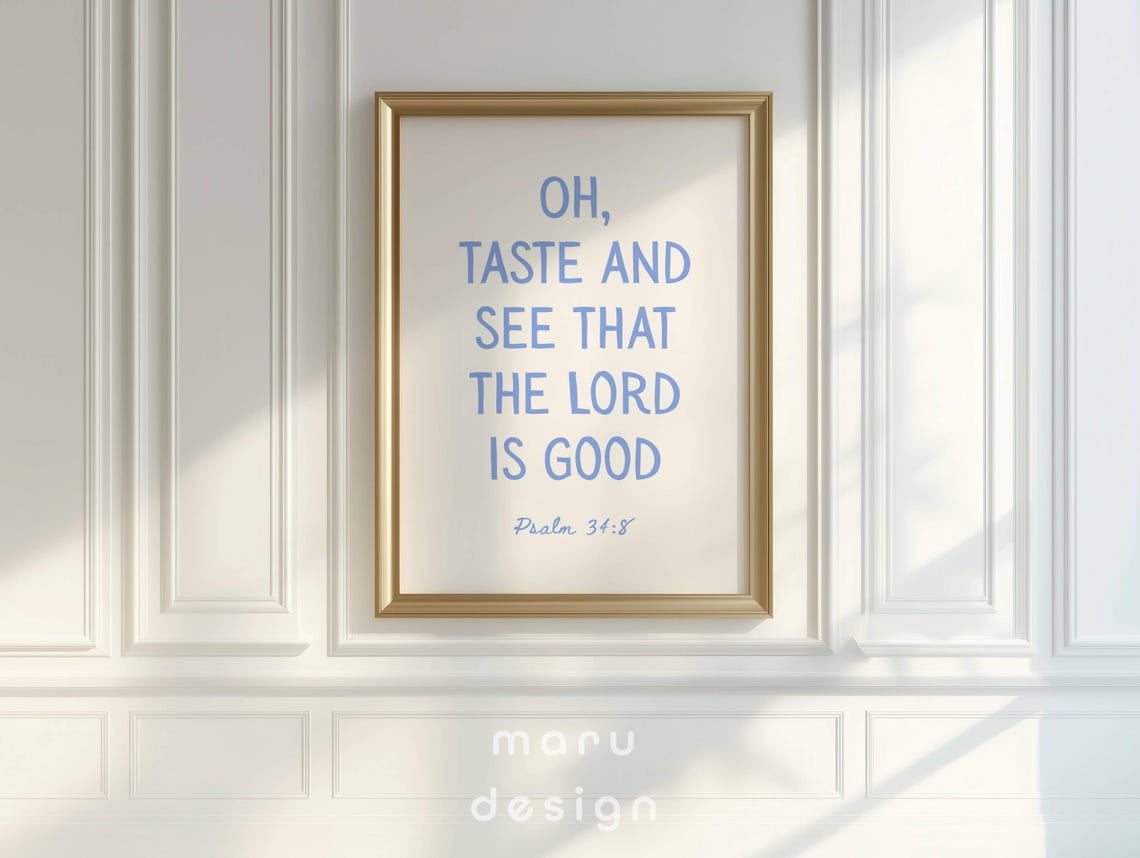 Modroom Psalm 34:8 Wall Art, Christian Decor, Bible Verse Poster ...