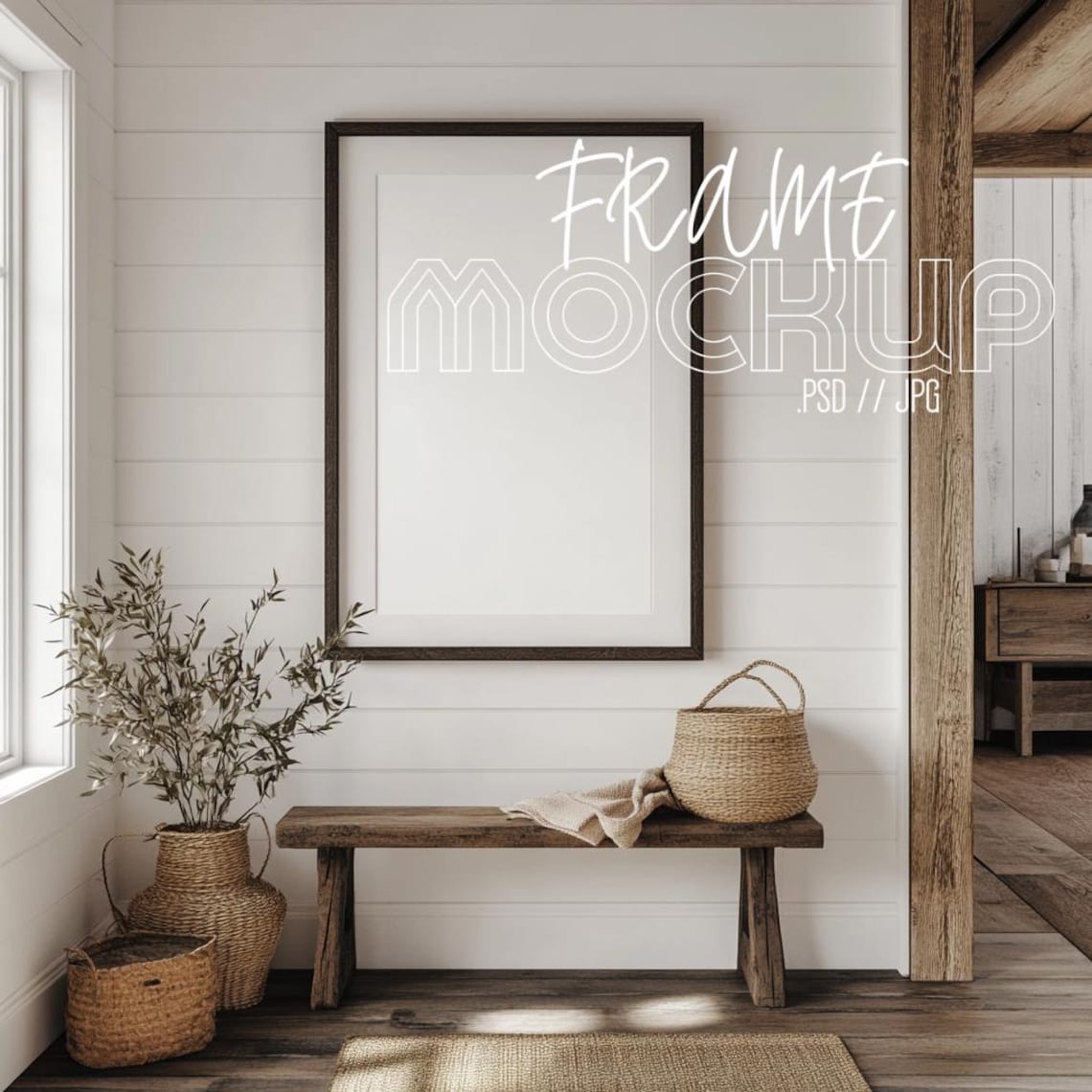 Modroom Psd Jpg Vertical Mockup, Farmhouse Entryway Wall Art Mockup ...