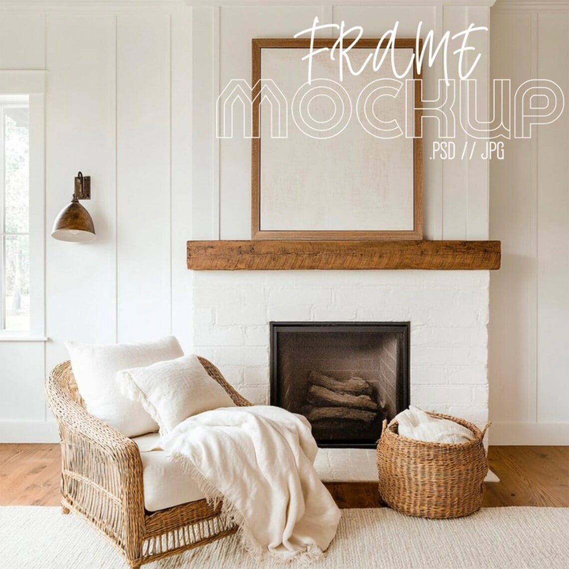 Modroom Psd Jpg Vertical Mockup, Farmhouse Living Room Wall Art Mockup ...