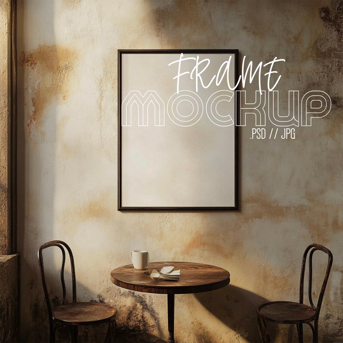 Modroom Psd Jpg Vertical Mockup, Rustic Cafe Wall Art Mockup, Interior ...
