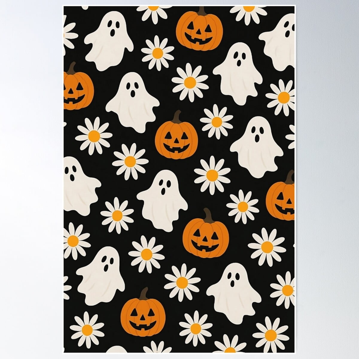 Modroom Pumpkin Ghost Daisy Pattern Poster, Costume Party Gift For Her ...