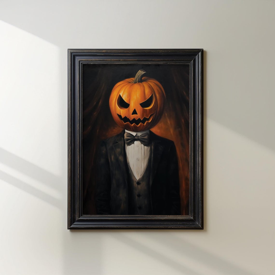 Modroom Pumpkin Head Man Poster, Gothic Autumn Wall Art, Rustic Spooky ...