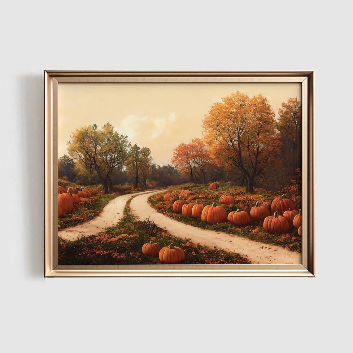 Modroom Pumpkin Patch Print Wall Art | Autumn Landscape Painting | Fall ...
