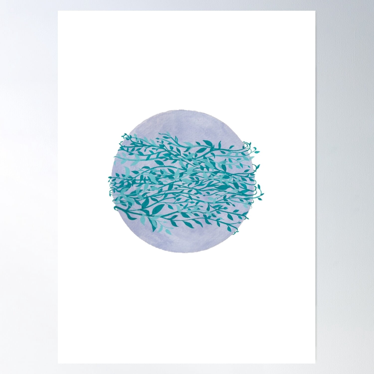 Modroom Purple Leafy Moon Poster Wall Art, Modern Wall Decor, 8x12 ...
