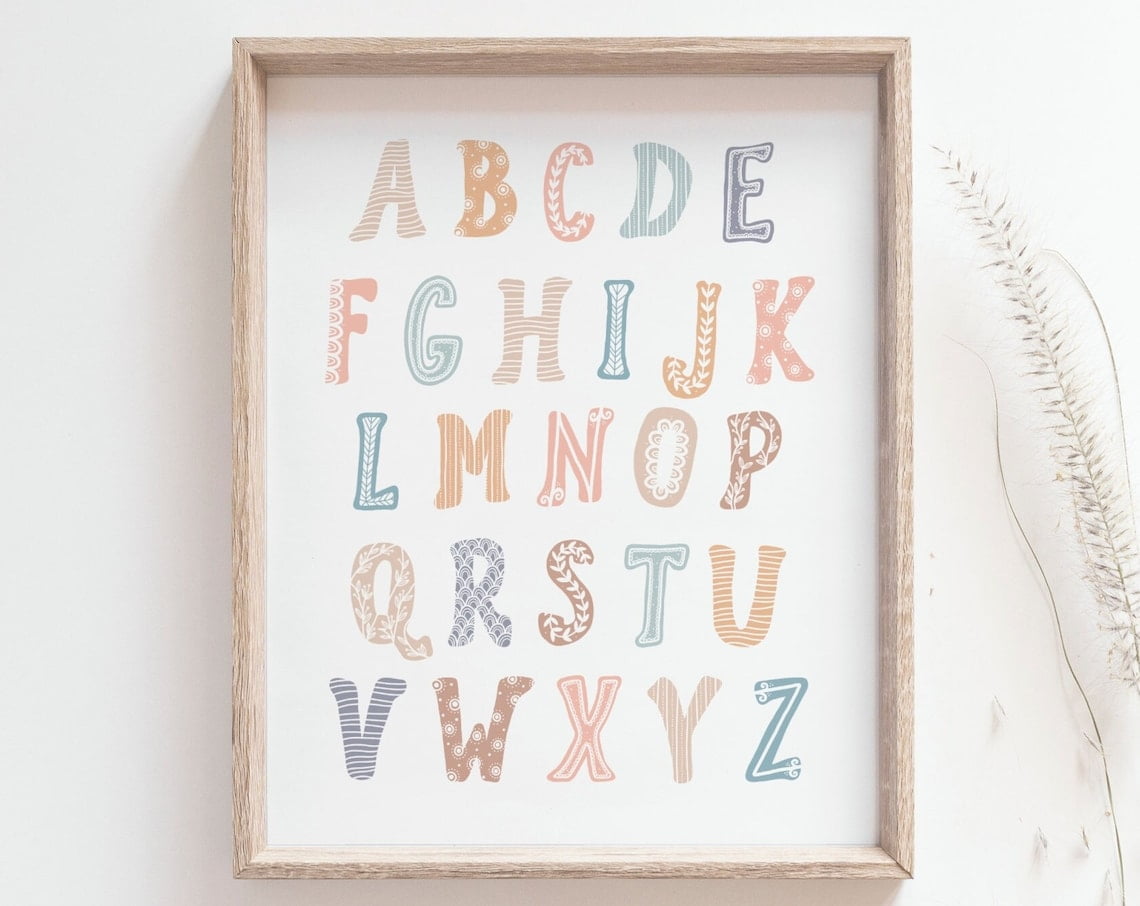 Modroom Rainbow Alphabet Print - Pastel Colors Alphabet Poster ...