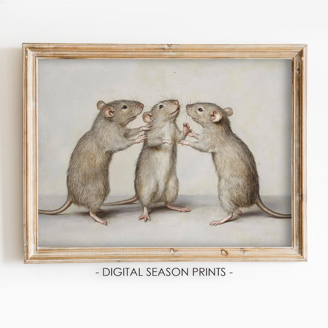 Modroom Rats Dancing Print, Vintage Neutral Animal, Modern Wall Art ...