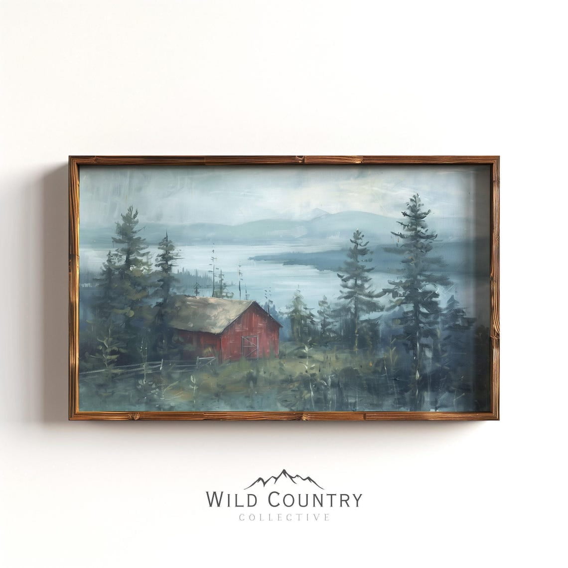 Modroom Red Barn Poster Print Vintage Farmhouse Landscape Rustic Cabin ...