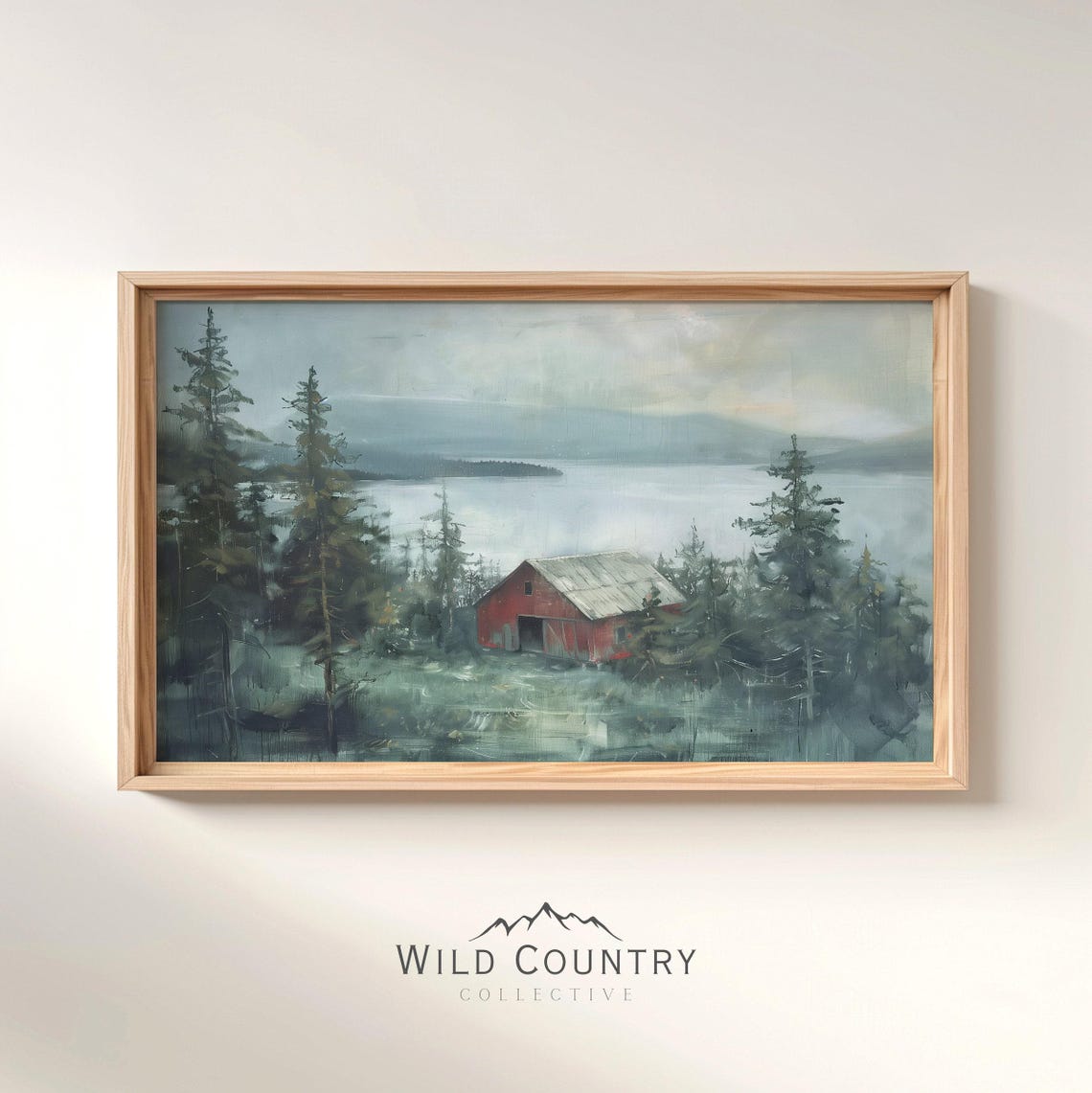 Modroom Red Barn Poster Print Vintage Farmhouse Landscape Rustic Cabin ...