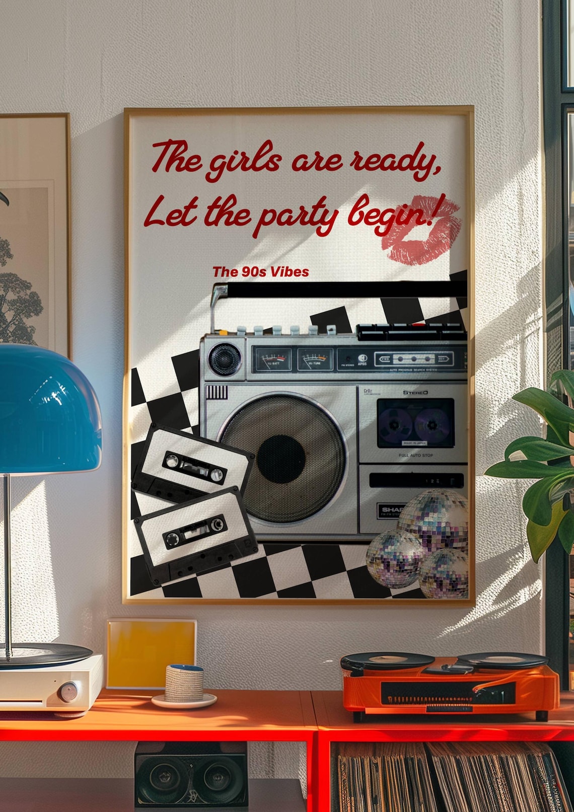 Modroom Red Fashion Wall Art Black Poster Radio Print Girls Poster ...