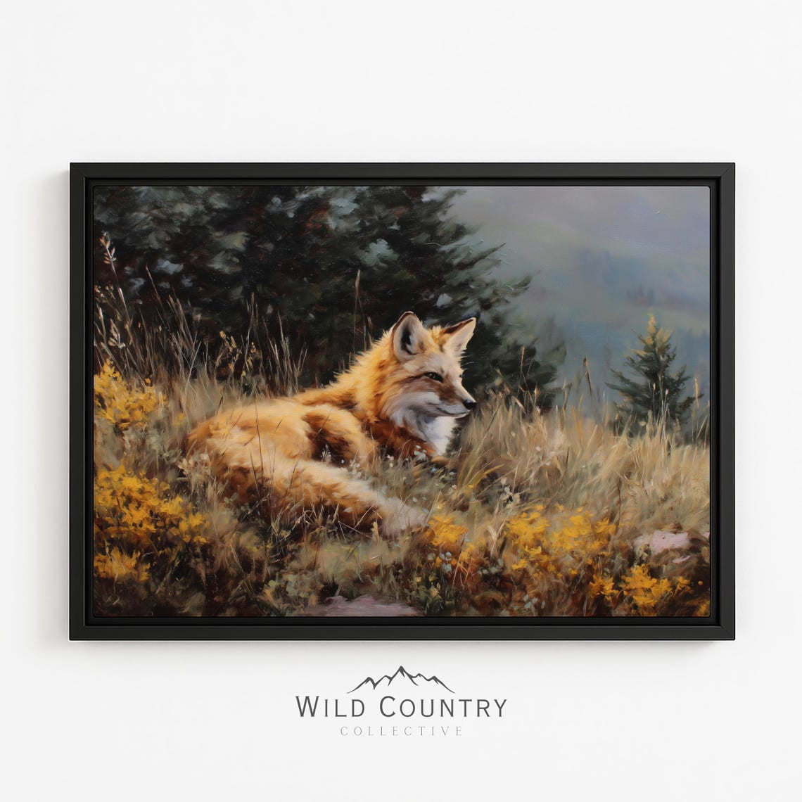 Modroom Red Fox Poster Vintage Forest Landscape Rustic Cabin Wall Art ...