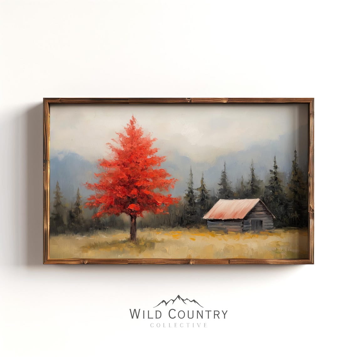 Modroom Red Maple Tree Poster Print Vintage Autumn Landscape Rustic ...