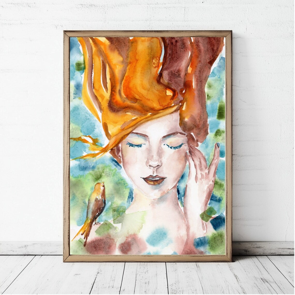 Modroom Redhead Painting Portrait Girl Fine Art Print Mermaid Wall Art ...