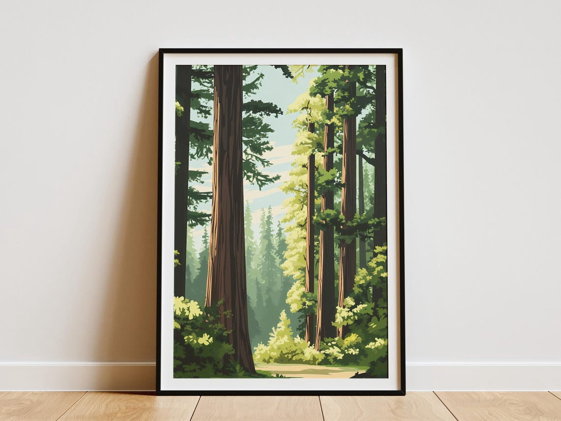 Modroom Redwood National Park Poster California Forest Poster Giant ...