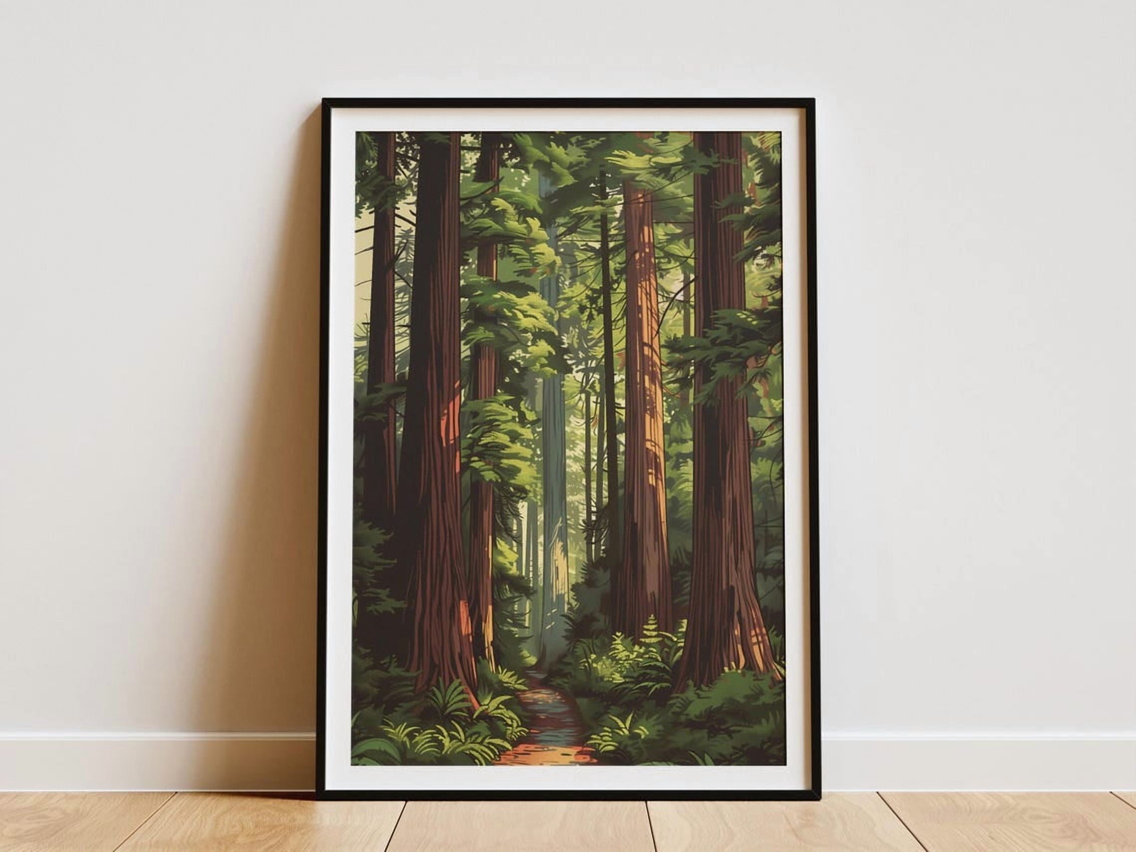 Modroom Redwood National Park Poster Vintage Travel Poster Abstract Mid ...
