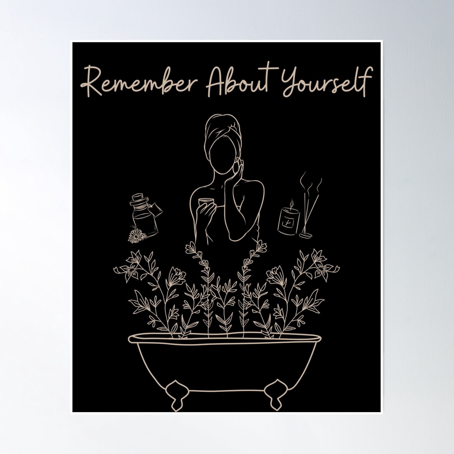 Modroom Remember About Yourself - Self Care Line Art Poster Wall Art ...