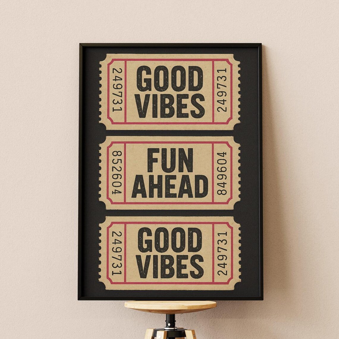 Modroom Retro Good Vibes Fun Ahead Ticket Print, Bar Cart, Funky Retro ...