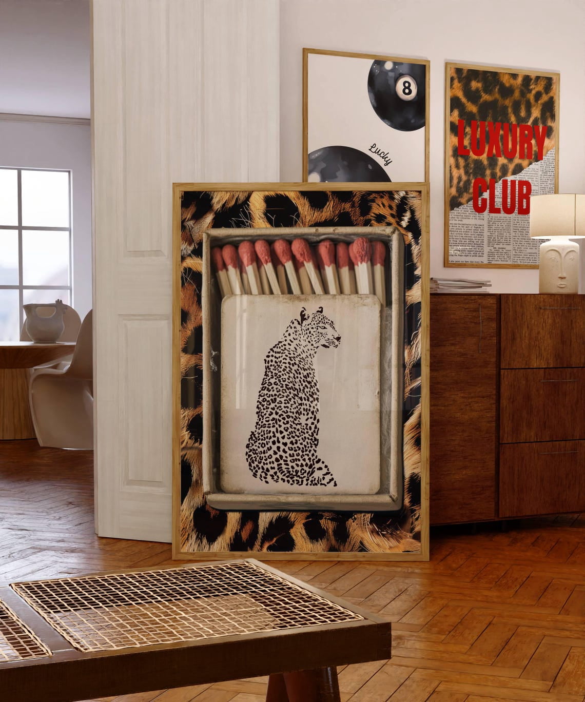 Modroom Retro Leopard Matchbox Wall Art, Matchbox Print Decor, Kitchen ...