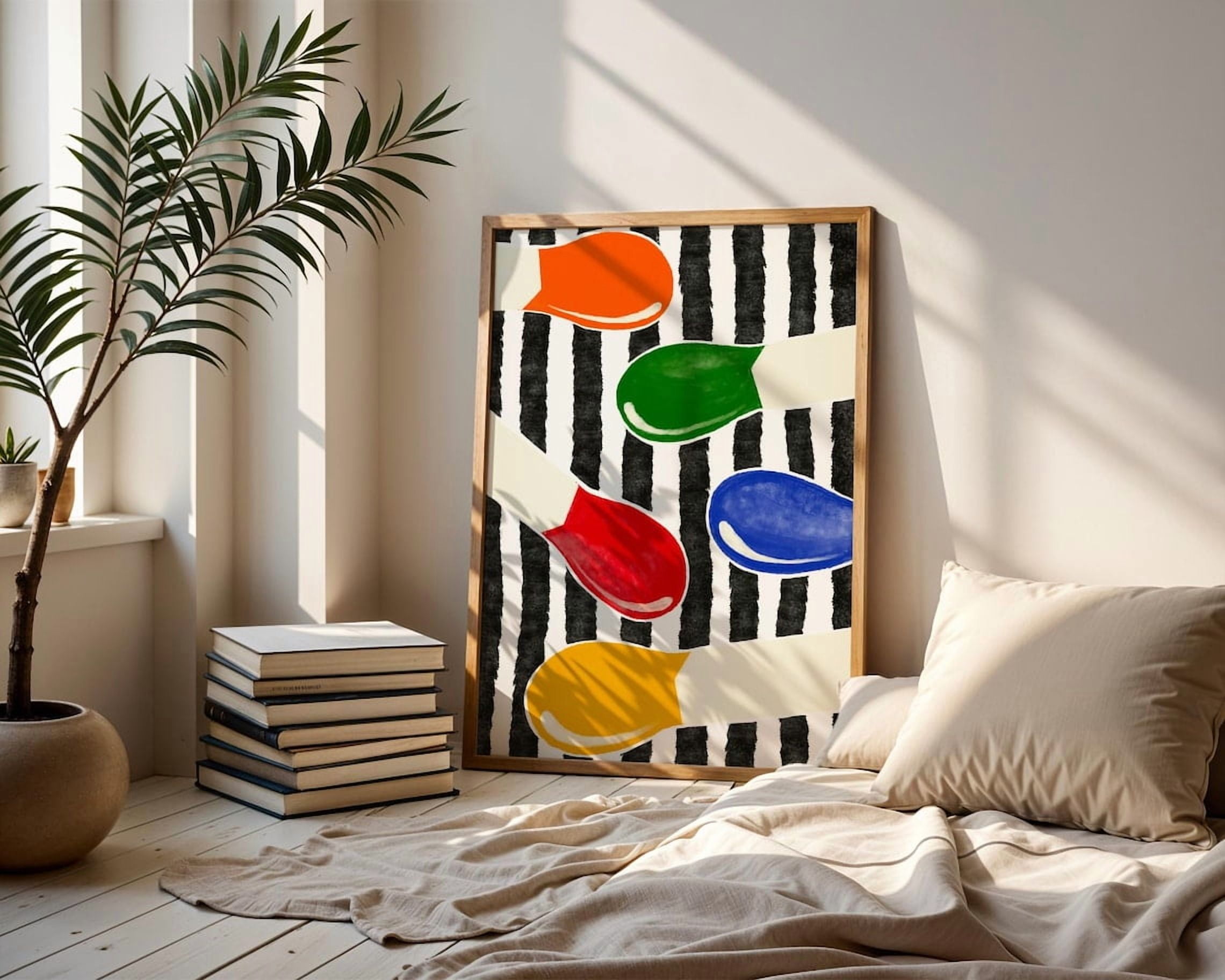 Modroom Retro Match Poster, Colorful Matchstick Wall Art, Mid Century ...