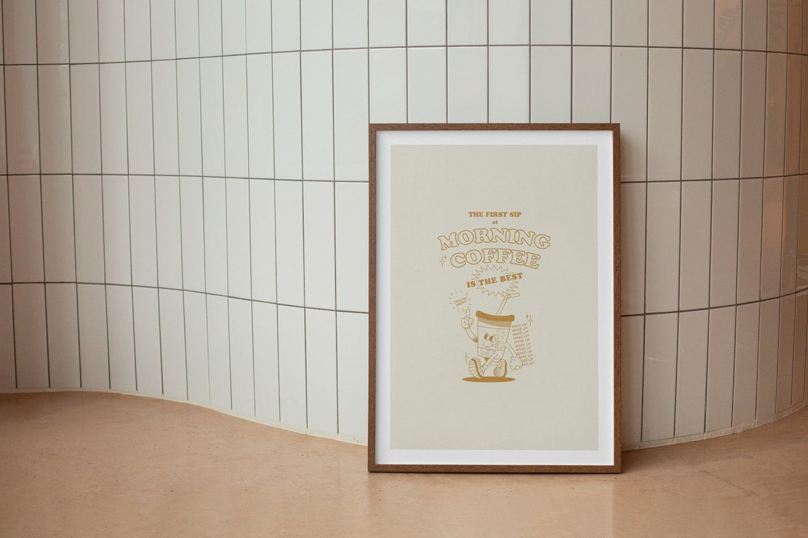 Modroom Retro Morning Coffee Art Print "First Sip Series" Wall Art ...