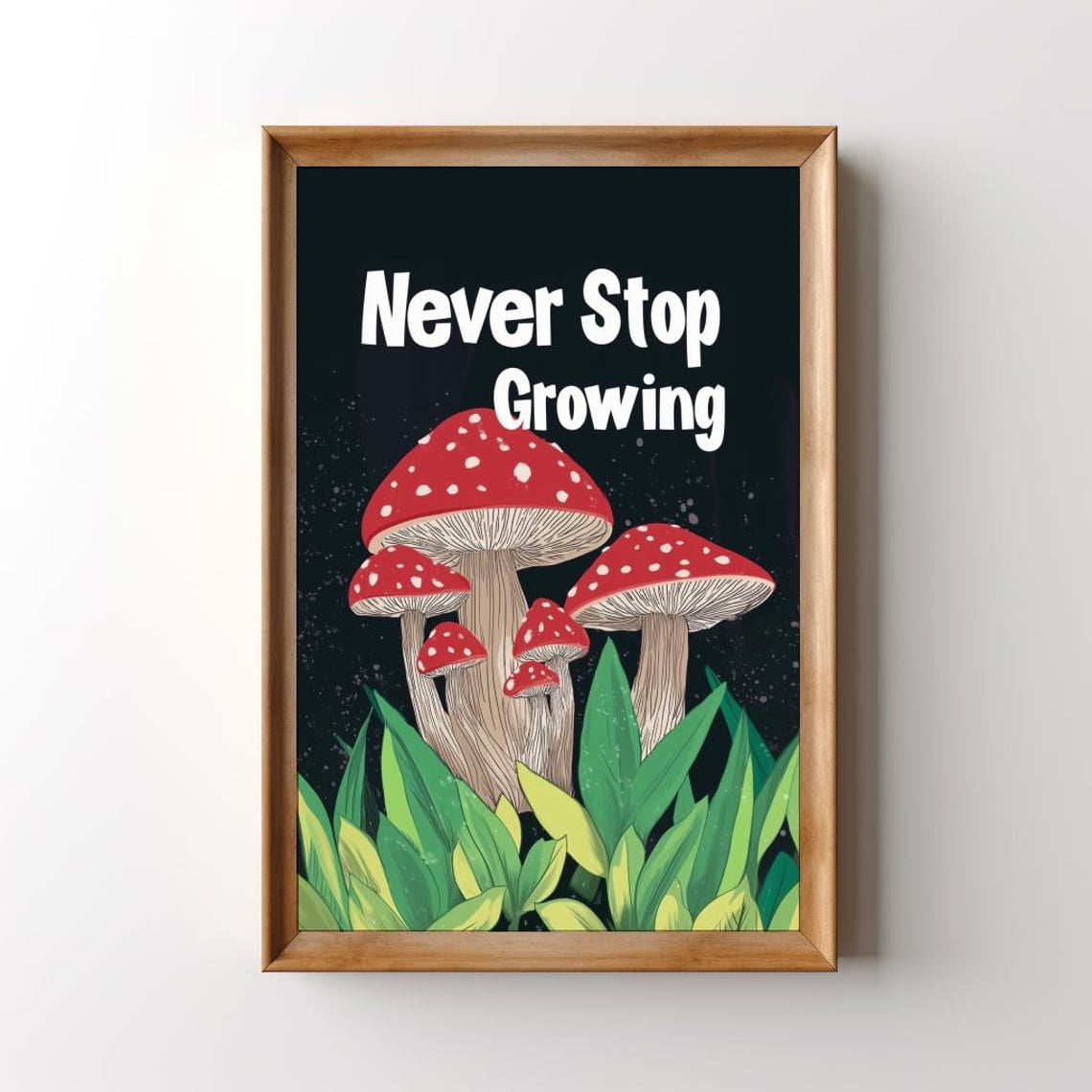 Modroom Retro Mushroom Print Mushroom Wall Art Inspirational Quote ...