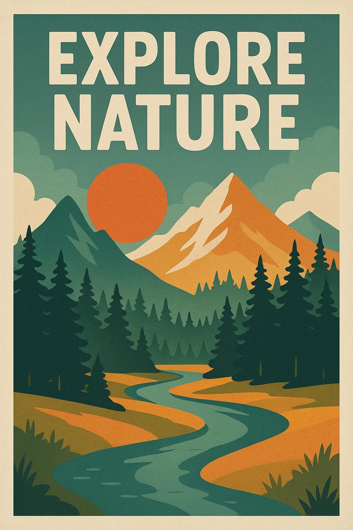 Modroom Retro Nature Wall Art - Explore Nature Poster - Vintage ...