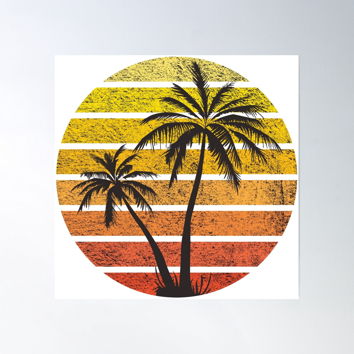 Modroom Retro Palm Trees Sunset Design Poster Wall Art, Modern Wall ...