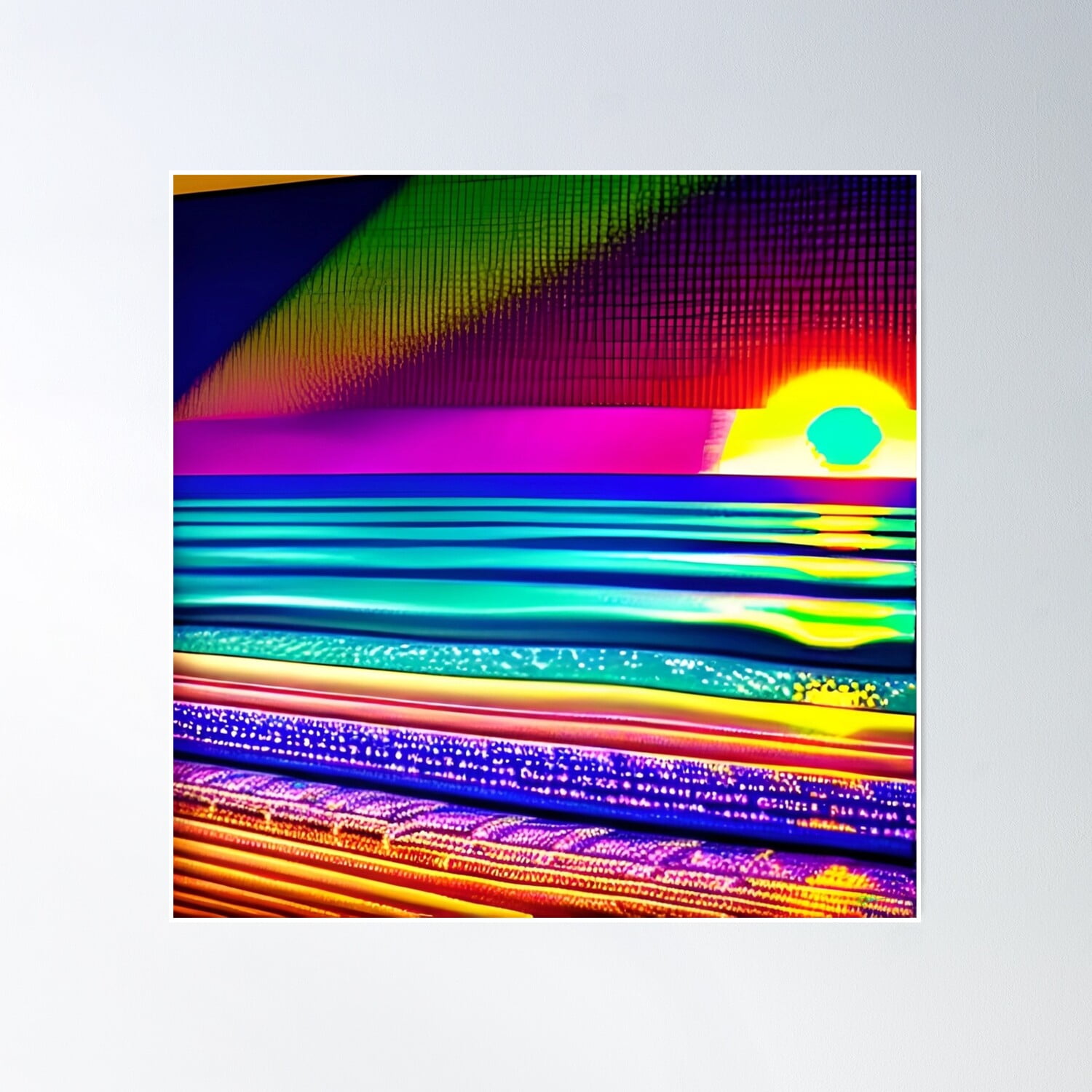 Modroom Retro Sun - 80S Abstract 3 Poster Wall Art, Modern Wall Decor ...