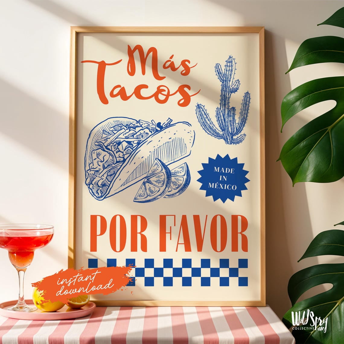Modroom Retro Taco Poster | Spanish Taco Print | Vintage Food Art ...
