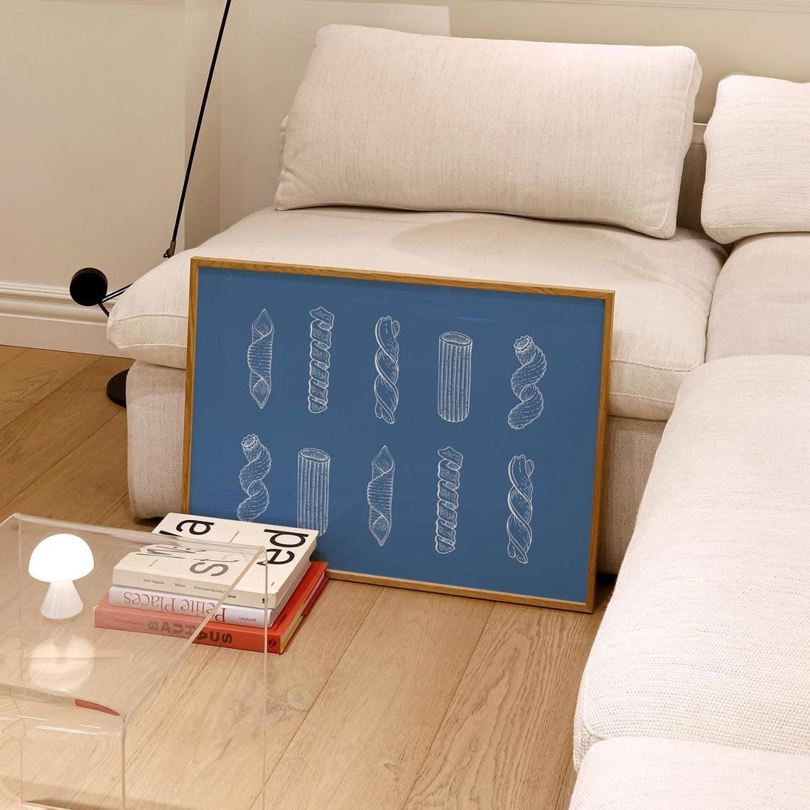 Modroom Retro Trendy Print Blue Kitchen Wall Art Pasta Poster Print ...