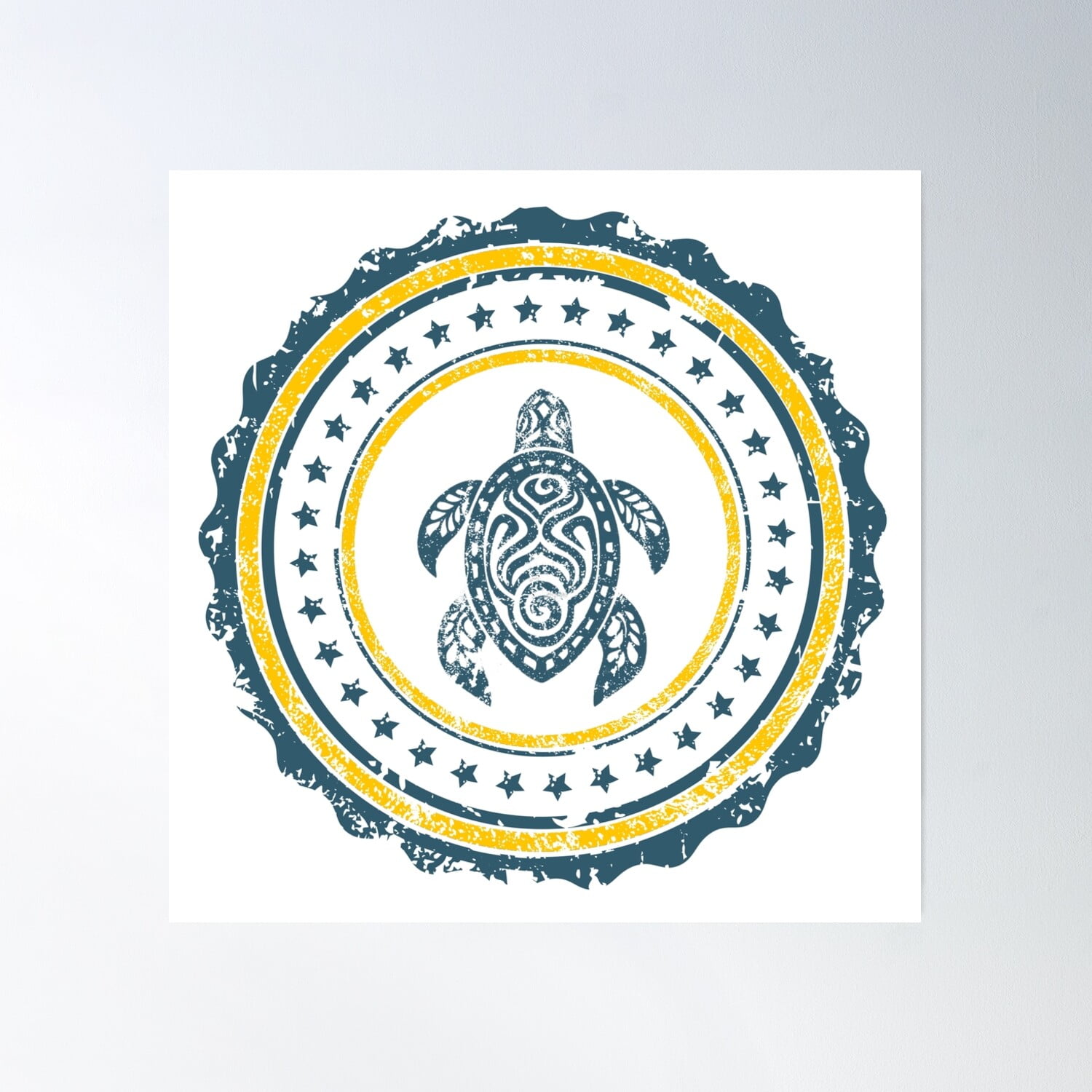 Modroom Retro Turtle Spirit - Island Guardian Poster Wall Art, Modern ...