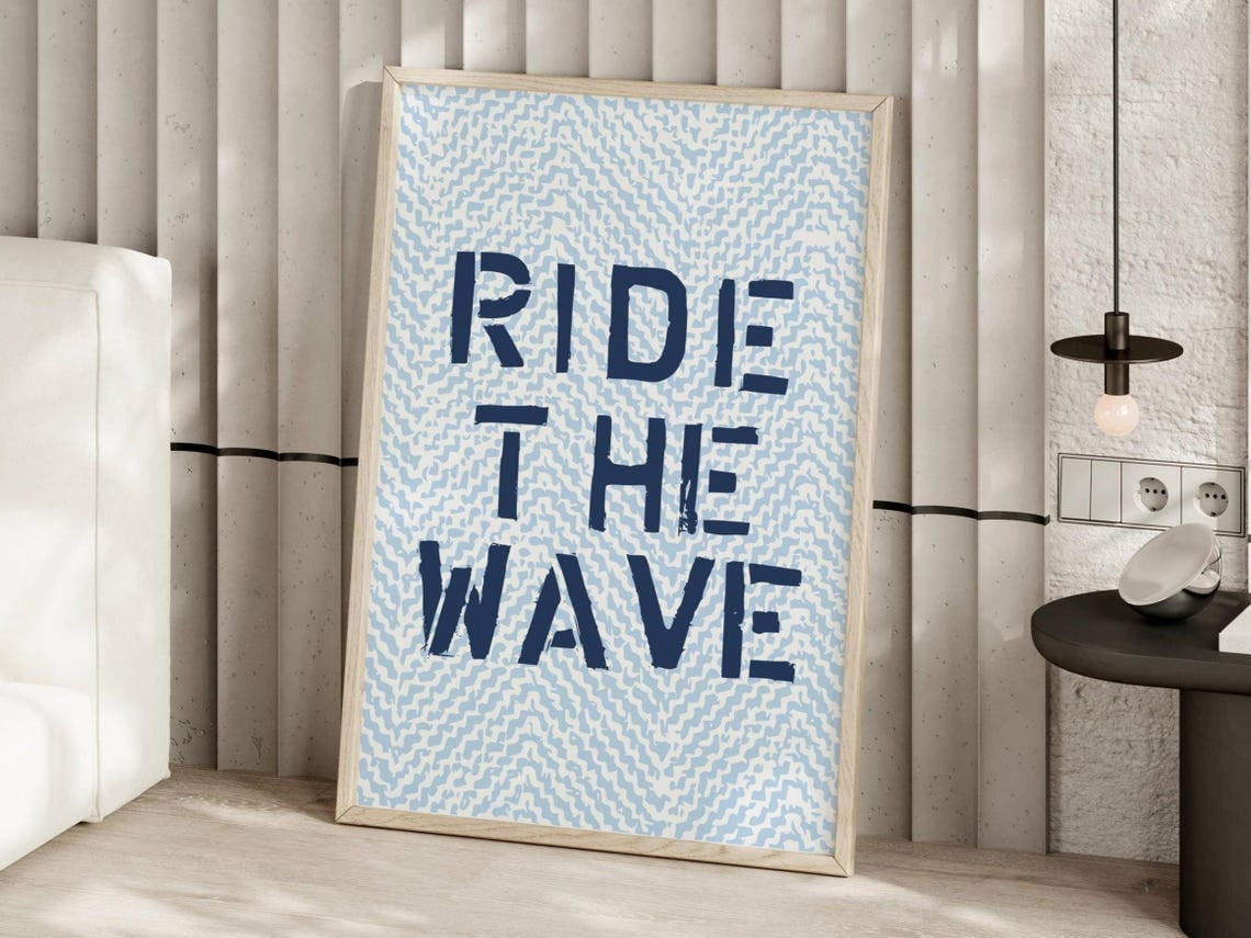 Modroom Ride The Wave Print Surf Wall Art Beach House Decor Aesthetic ...