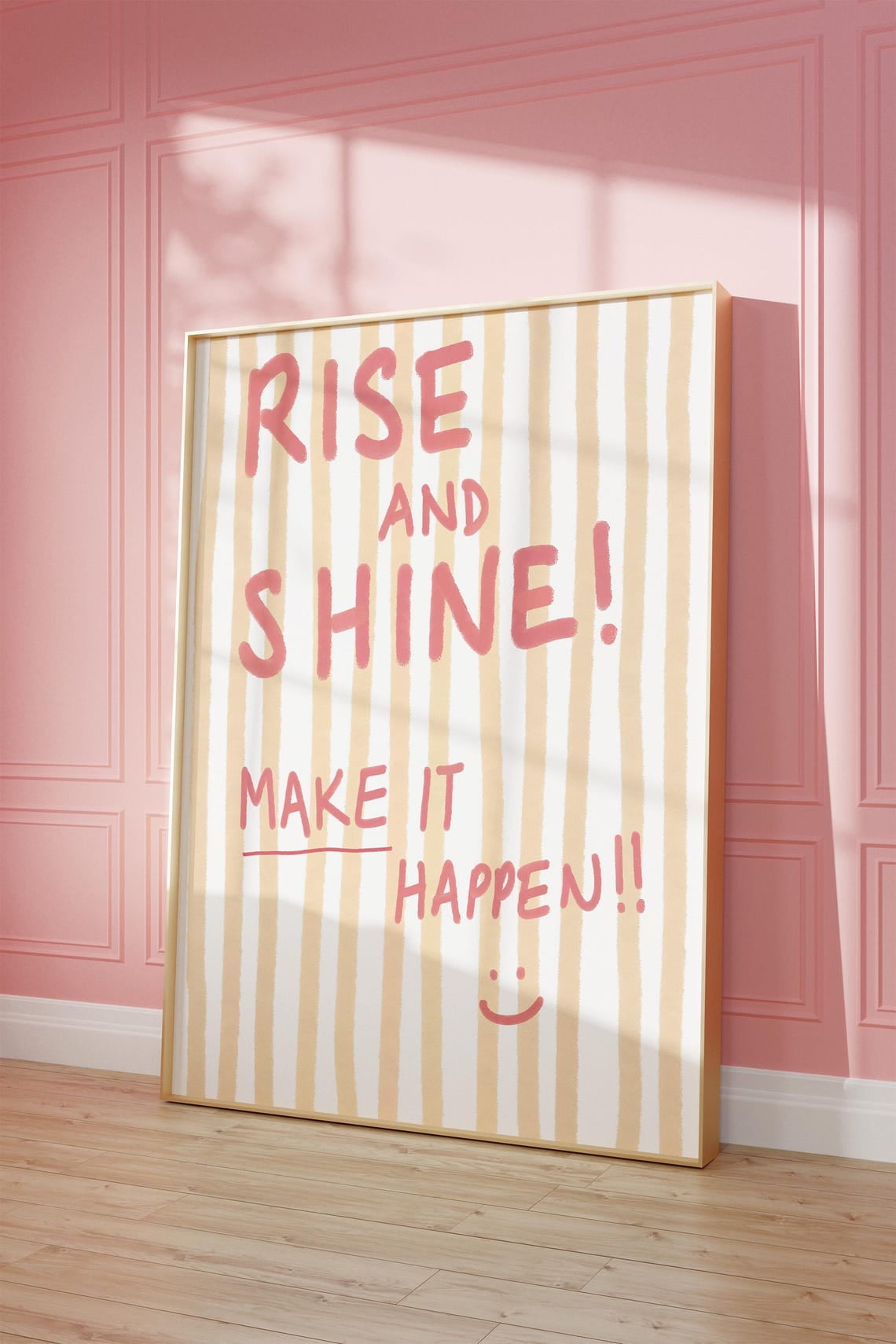 Modroom Rise And Shine Print Pink Stripe Home Poster, Kitchen Daily ...