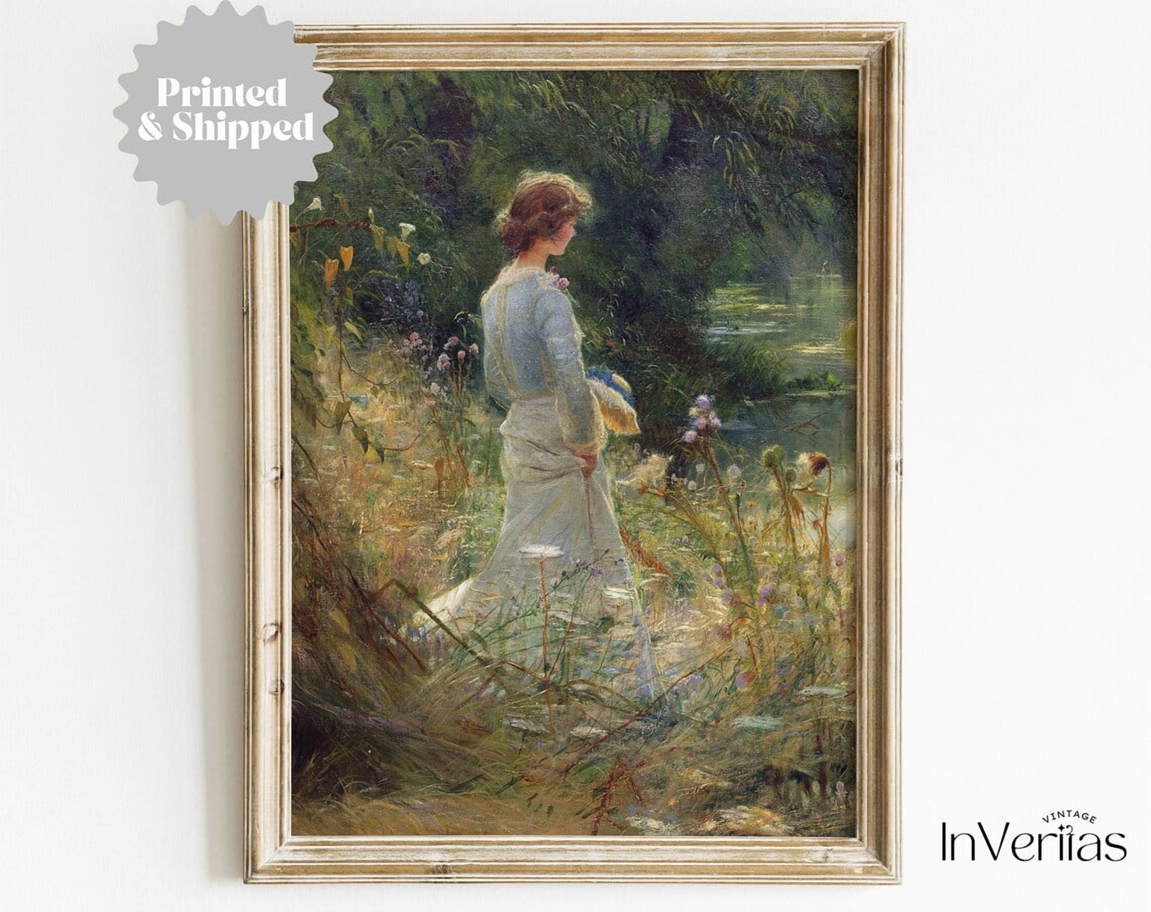 Modroom Romantic Cottagecore Vintage Painting, Woman Portrait Wall ...