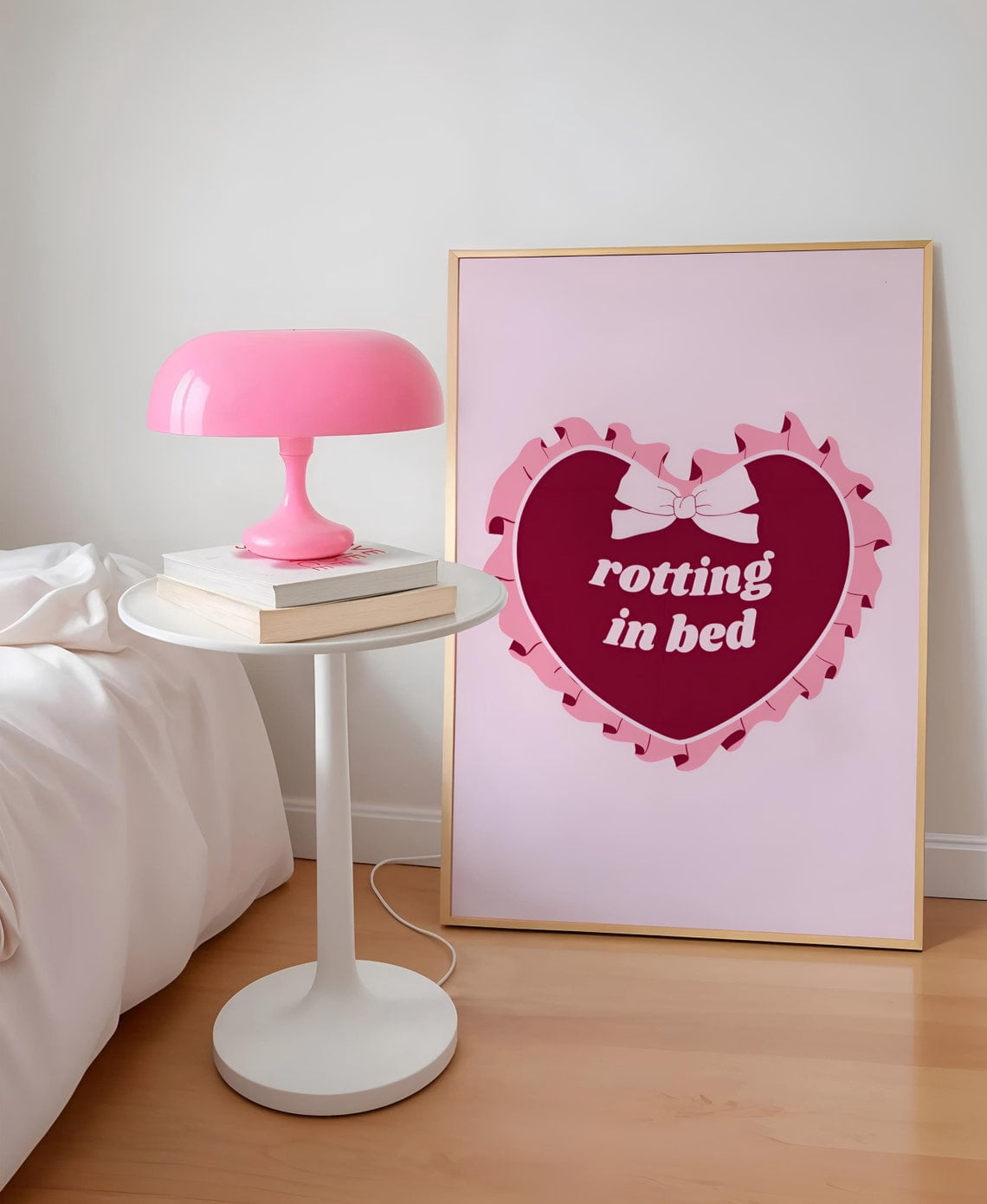 Modroom Rotting In Bed Pink Retro Heart Print – Y2K Sad Girl Coquette ...