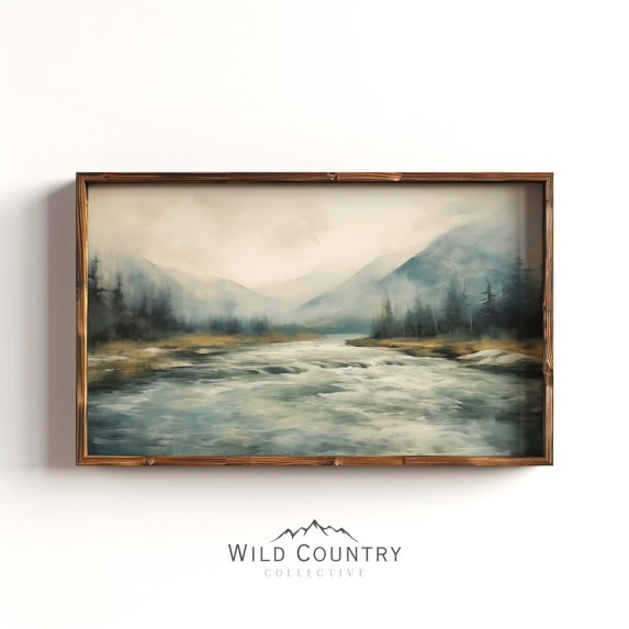 Modroom Rushing River Poster Montana Landscape Rustic Cabin Wall Art ...